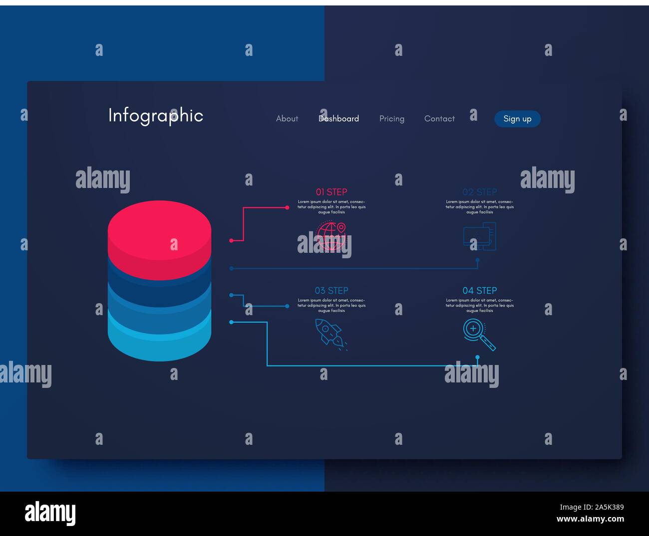 Vector graphics infographics with four options. Template for creating ...