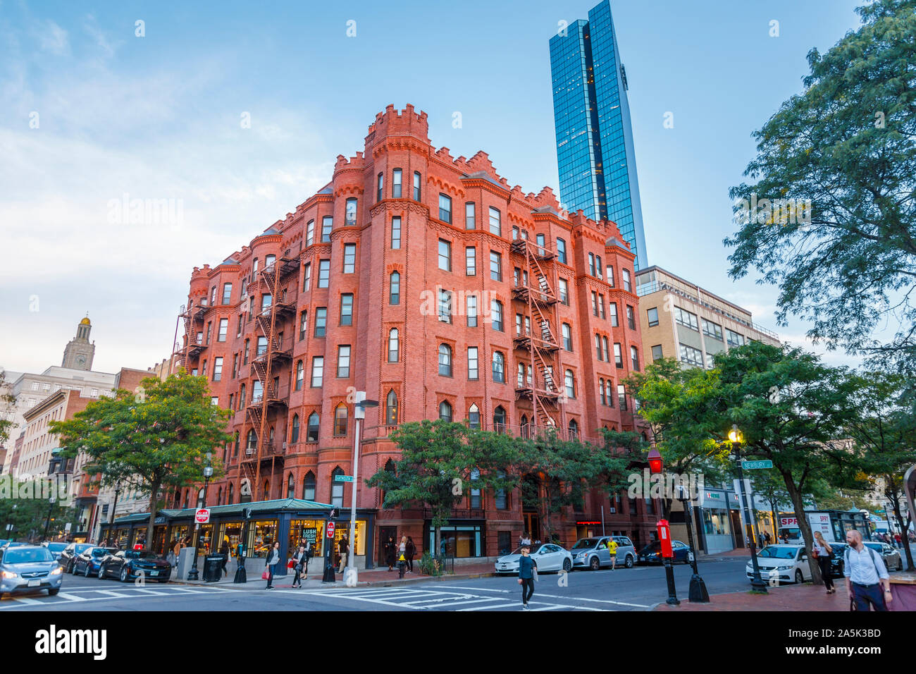 Typical external metal fire escape ladders on a red brick building in ...