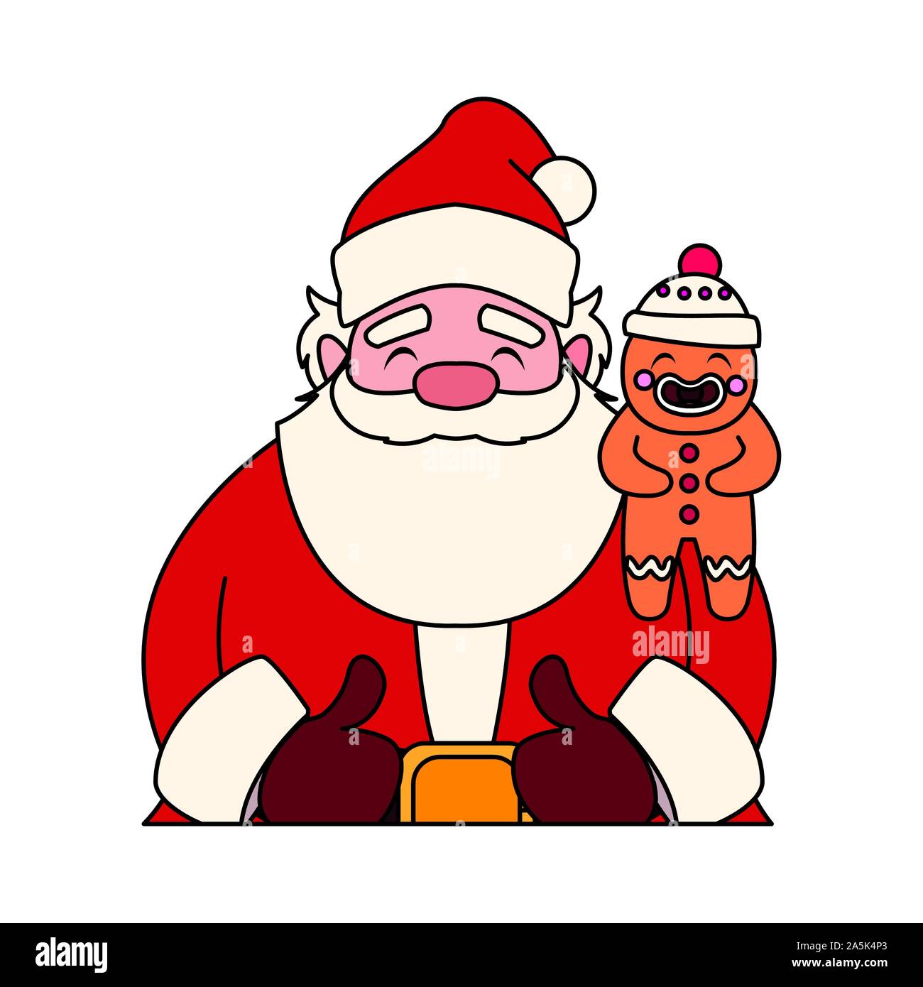 santa claus with gingerbread man on white background vector ...