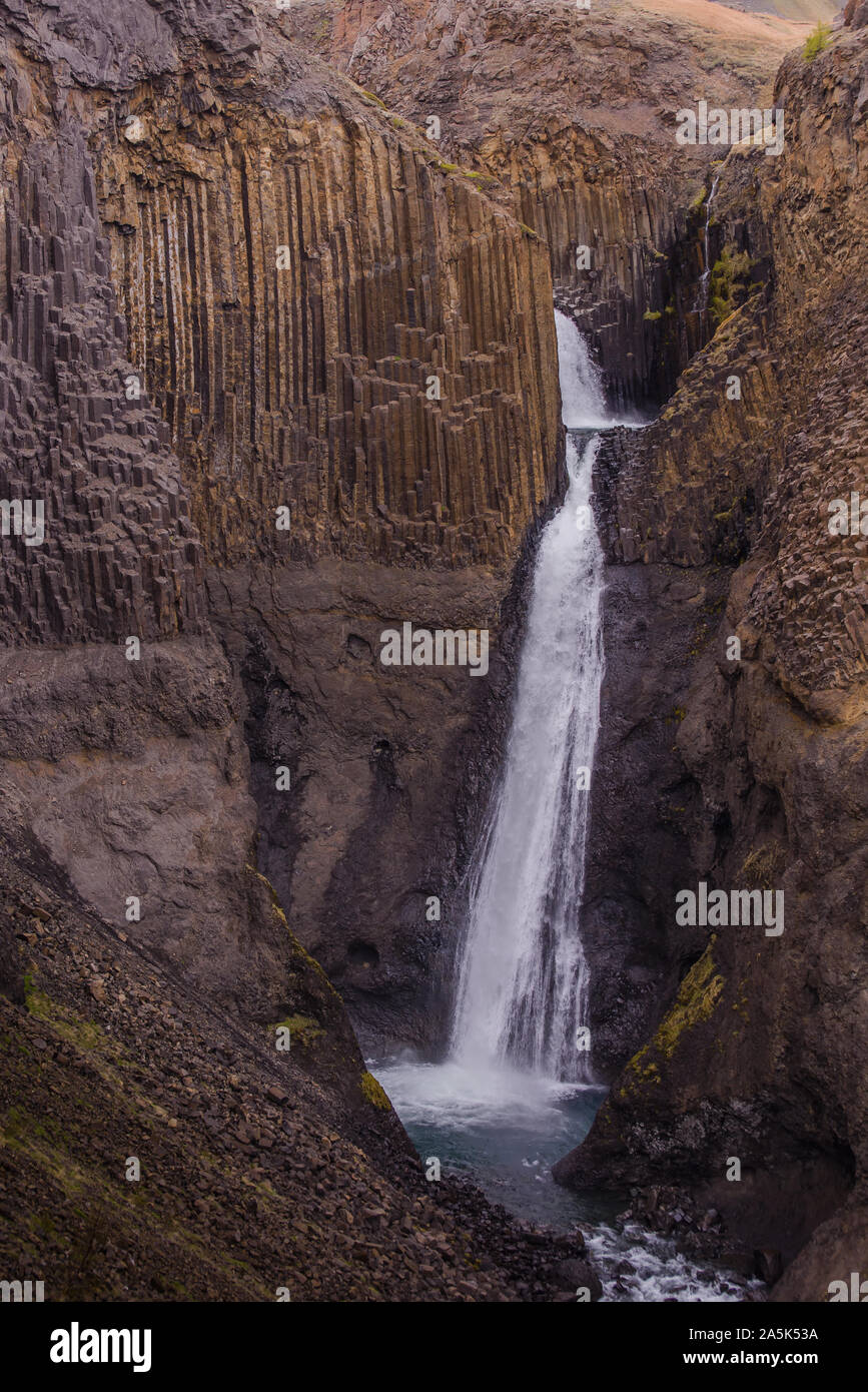 Litlanesfoss Waterfall With Basalt Columns High Resolution Stock ...