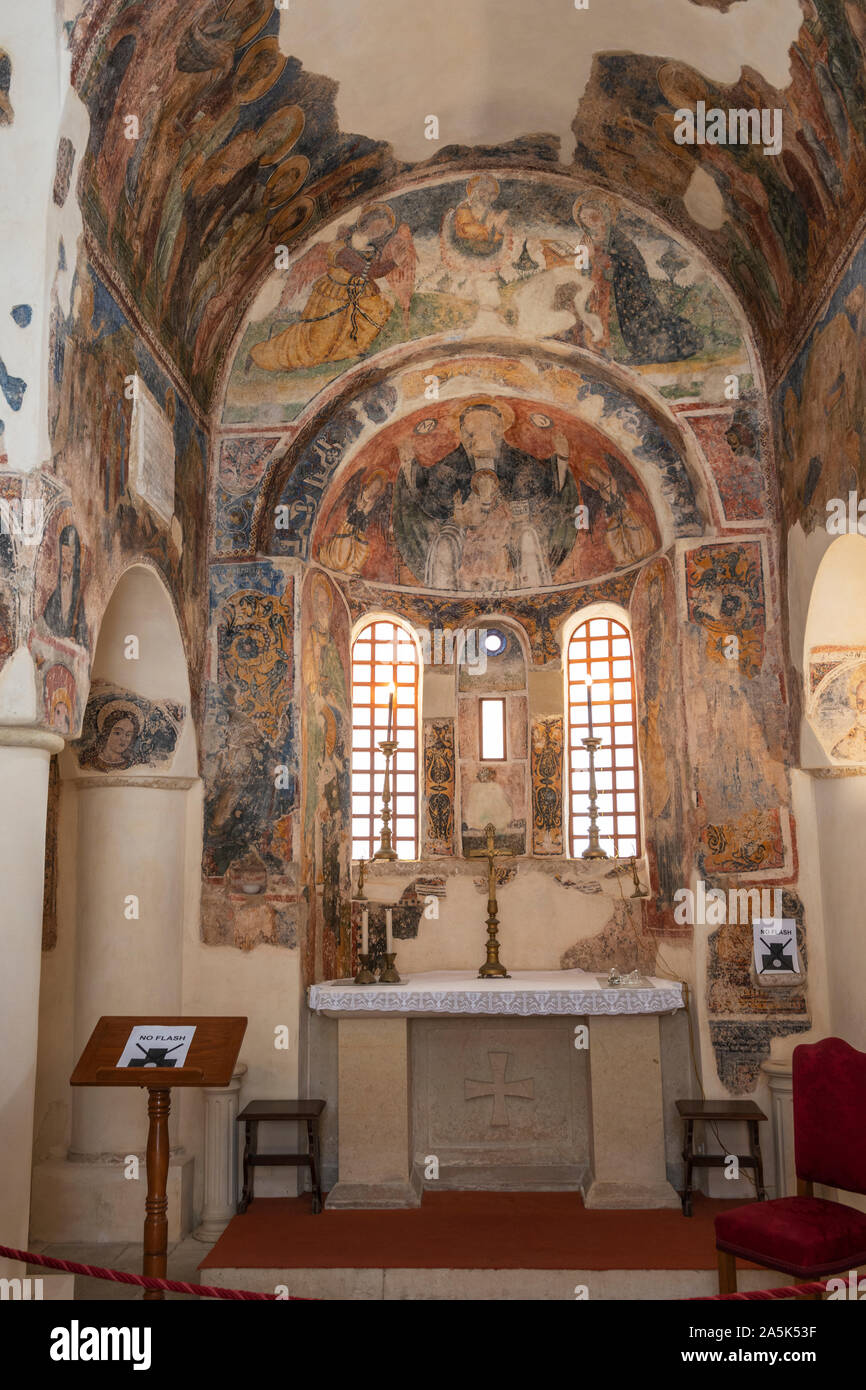 Byzantine frescos (9th - 10th century) on walls of Chiesa di San Pietro ...