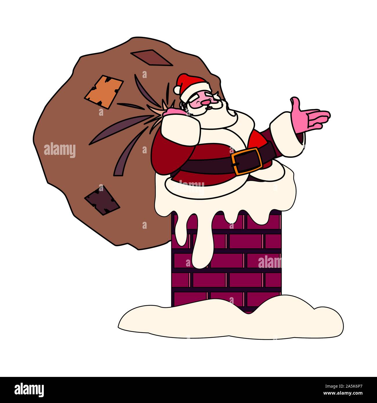 santa claus entering the chimney on white background vector ...