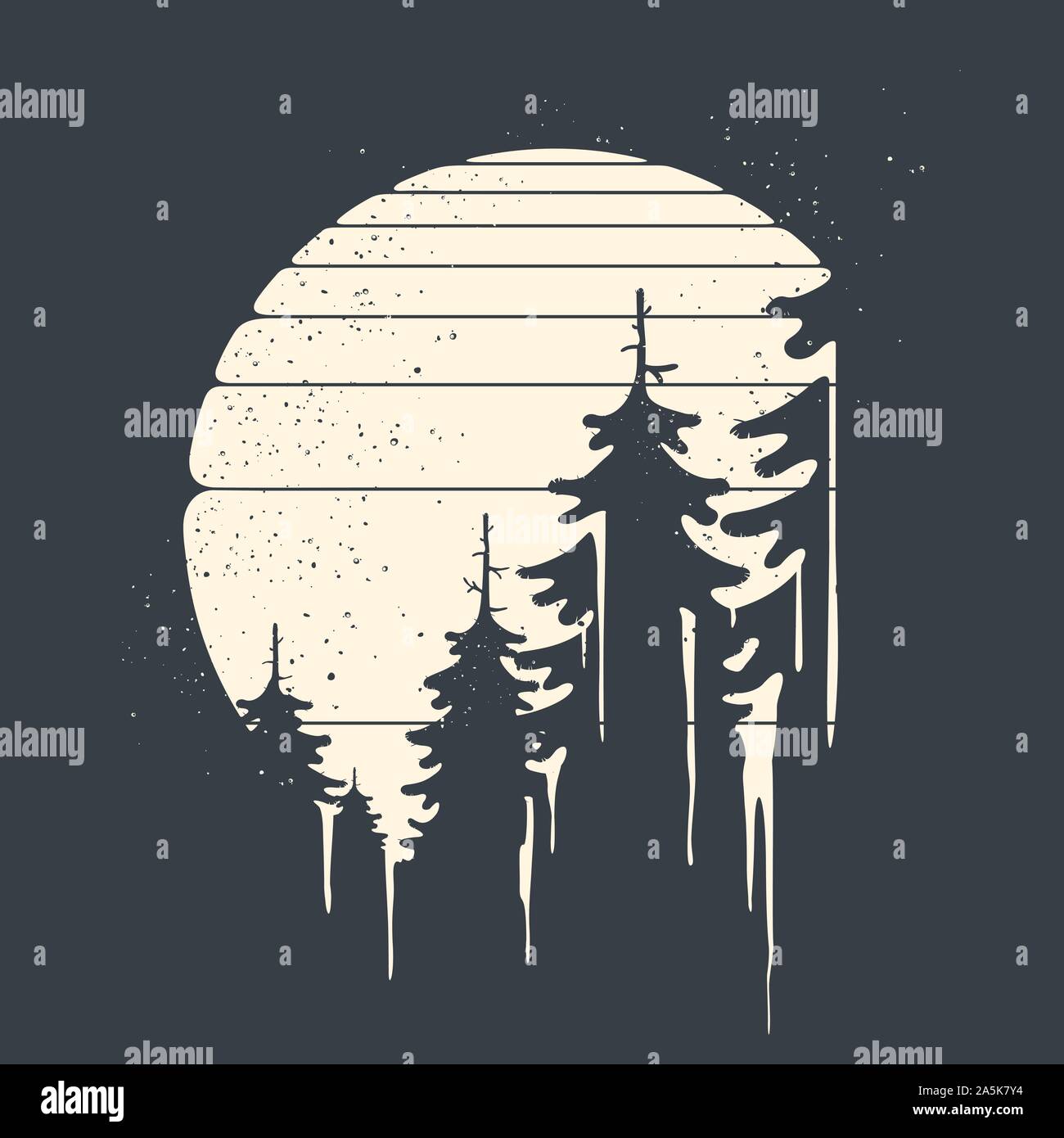 Illustration Vector Spruce Forest On Moon Background Stock Vector Image ...