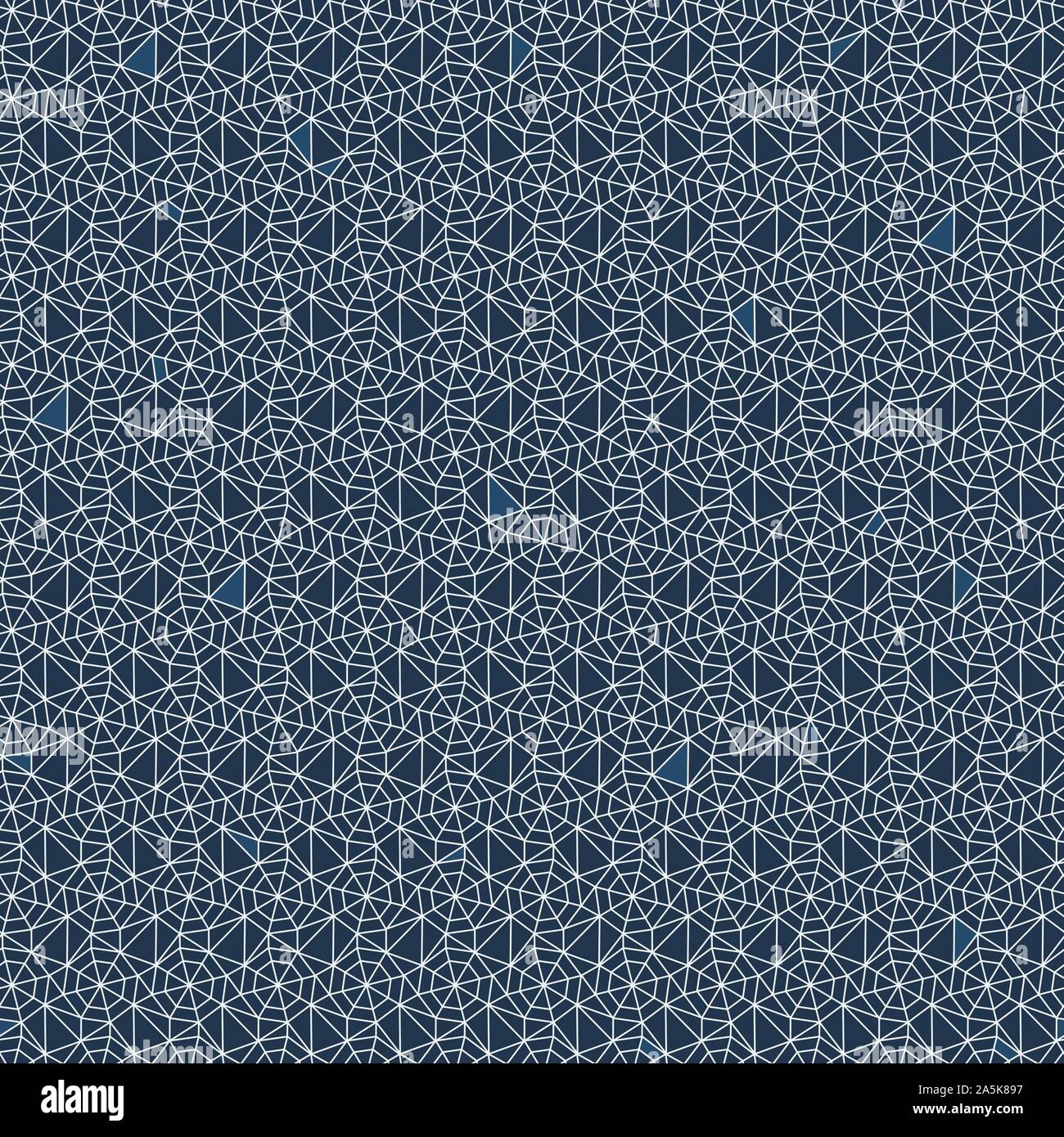 seamless vector abstract netting texture with white linear triangles on navy blue background ...