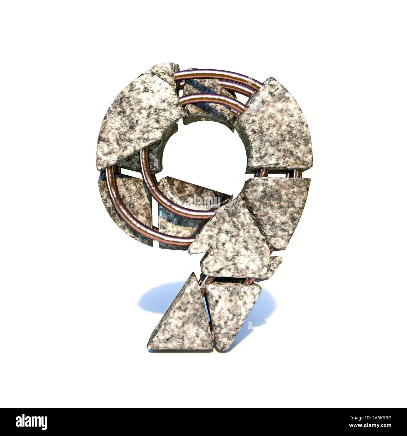 Concrete fracture font Number 9 NINE 3D render illustration isolated on ...