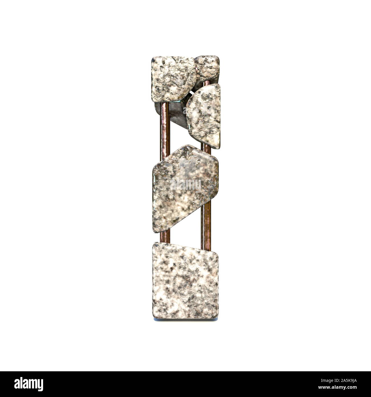 Concrete fracture font Letter I 3D render illustration isolated on ...