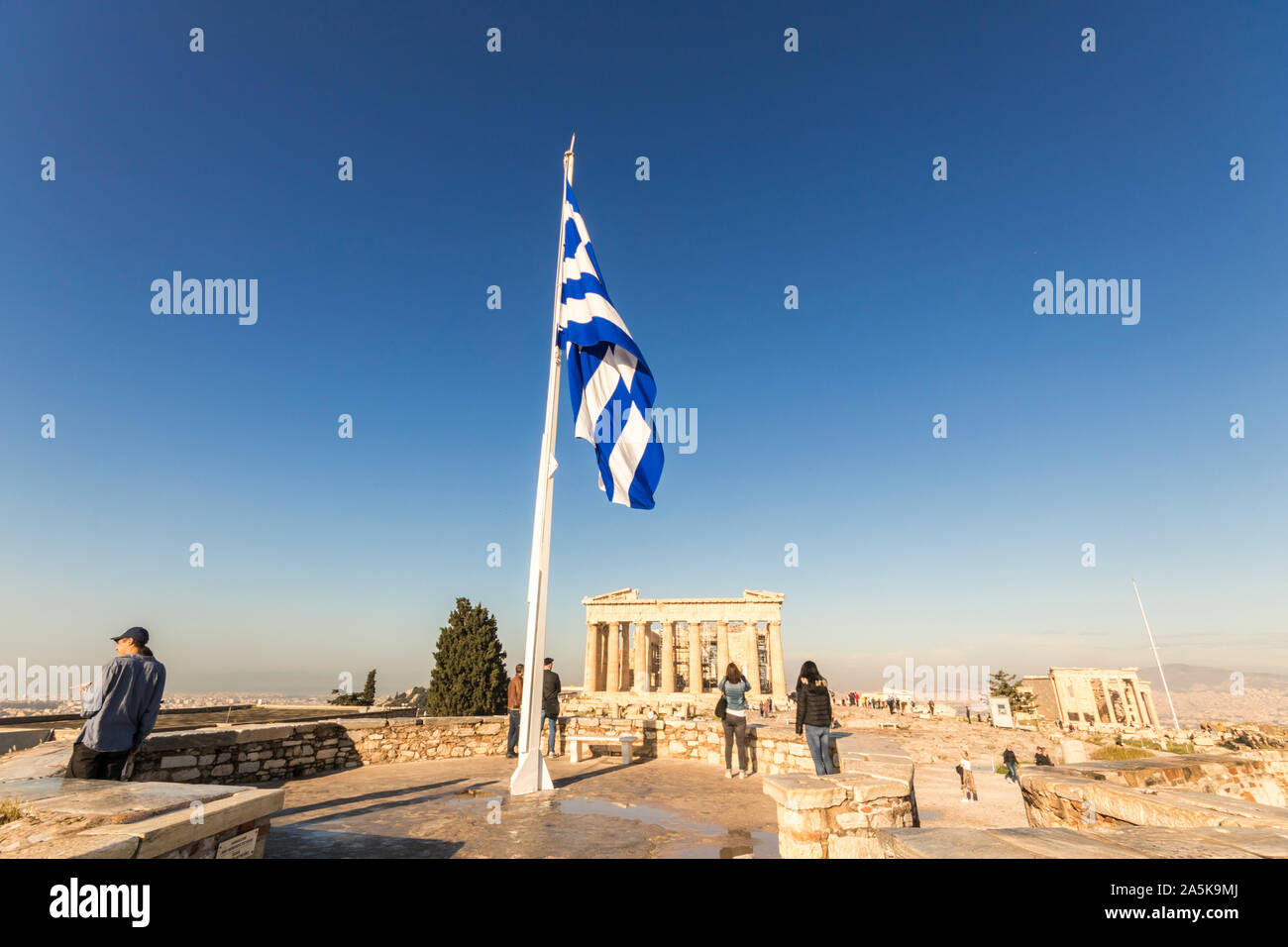 Athens, Greece. Views of the Acropolis on a sunny summer morning, with ...