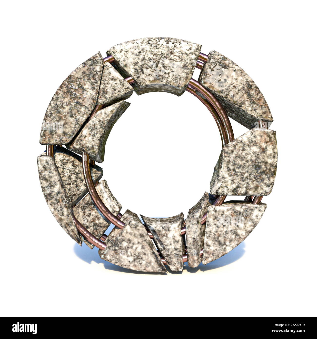 Concrete fracture font Letter O 3D render illustration isolated on ...
