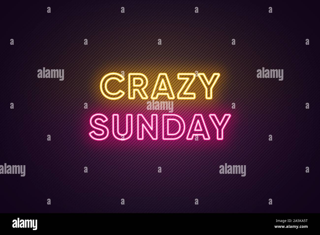 Neon text of Crazy Sunday. Greeting banner, poster with Glowing Neon ...