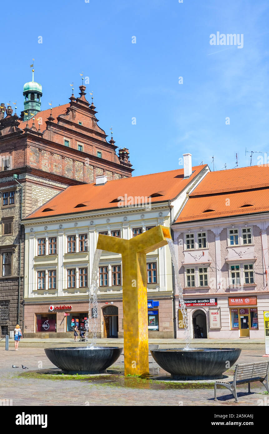 Pilsen, Czech Republic - June 25, 2019: The main square in Plzen ...
