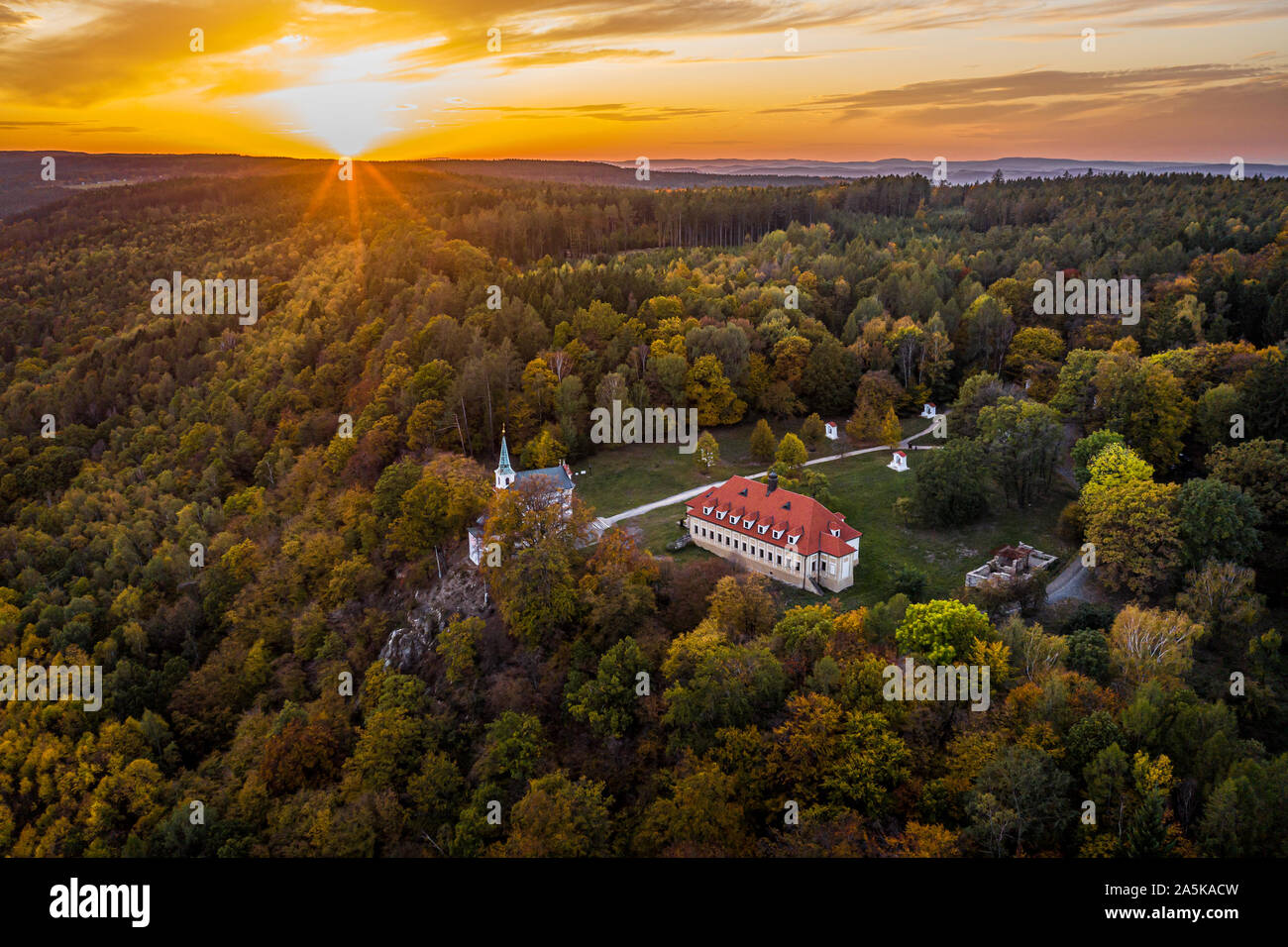 The Baroque pilgrimage area Skalka, consisting of a church, a monastery ...