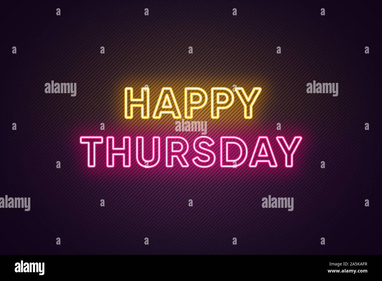 Neon text of Happy Thursday. Greeting banner, poster with Glowing Neon ...