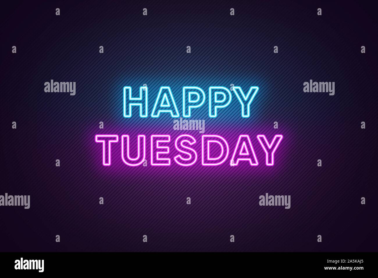 Neon text of Happy Tuesday. Greeting banner, poster with Glowing Neon ...