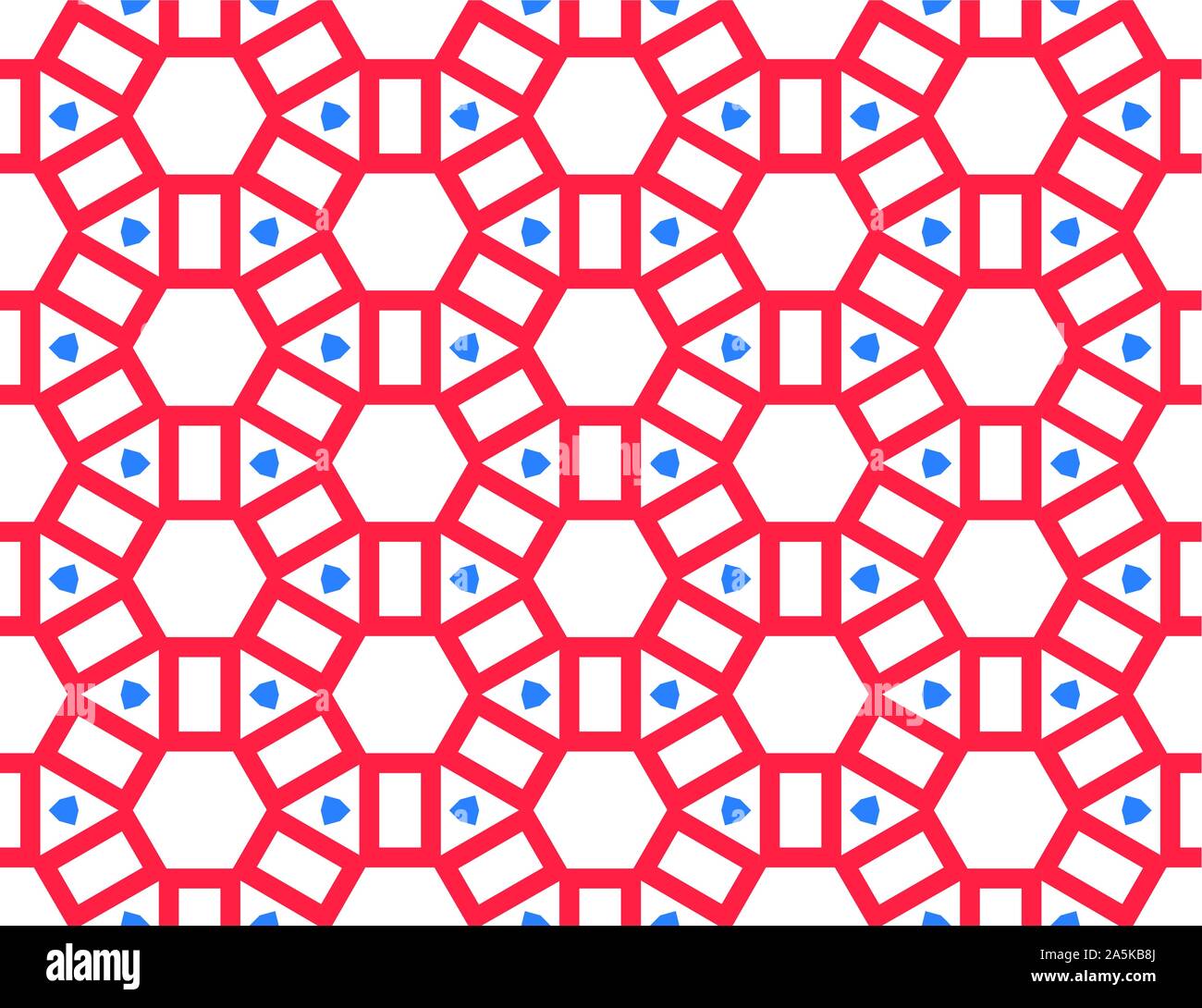 Vector seamless geometric pattern. Shaped red and blue hexagons ...