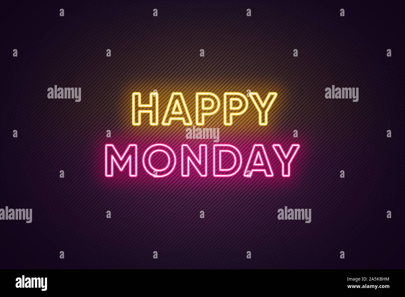 Neon text of Happy Monday. Greeting banner, poster with Glowing Neon ...