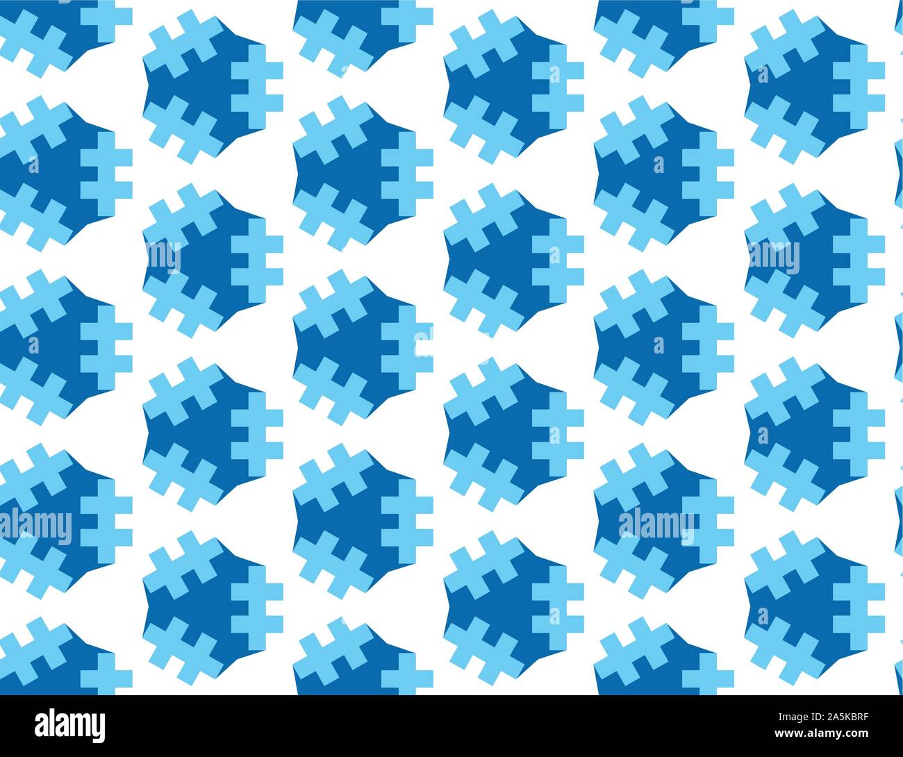 Vector seamless geometric pattern. Light and dark blue lines, shapes on ...