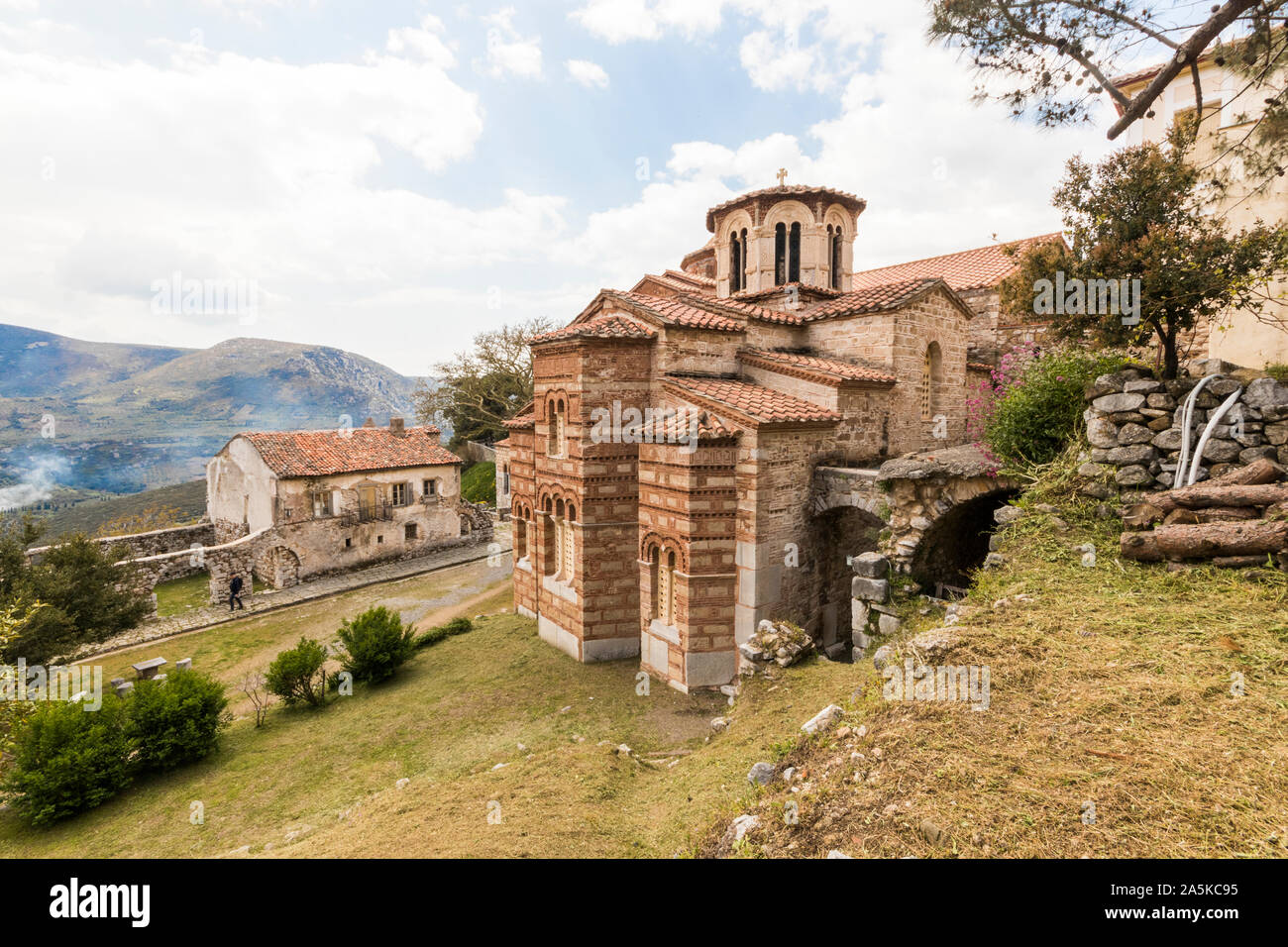 Distomo, Greece. Hosios Loukas, a historic walled monastery, one of the ...