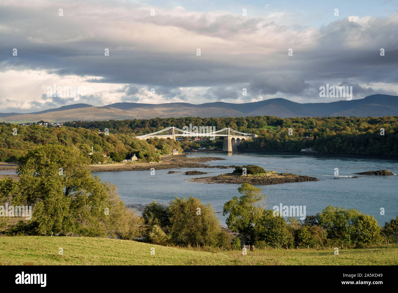 Menai susupension bridge over the Menai straights. One of two bridges ...