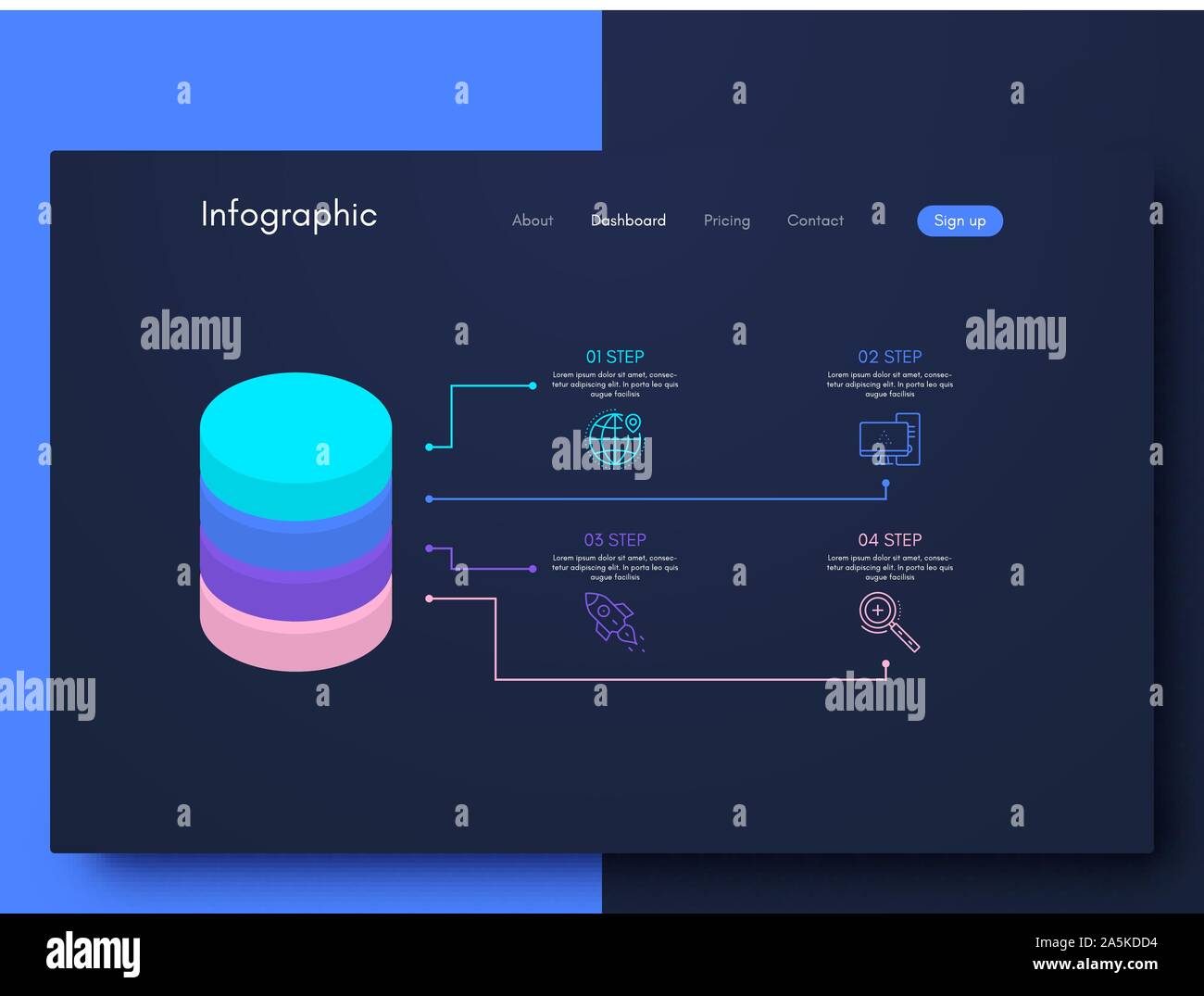 Vector graphics infographics with four options. Template for creating mobile applications ...