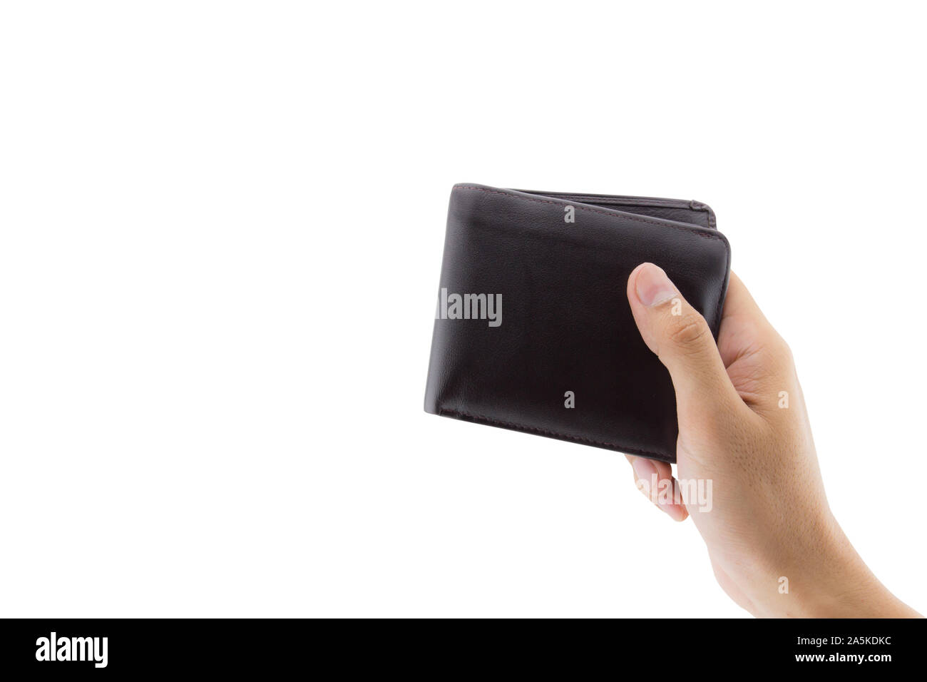 Male hand holding wallet isolated over white background with clipping ...