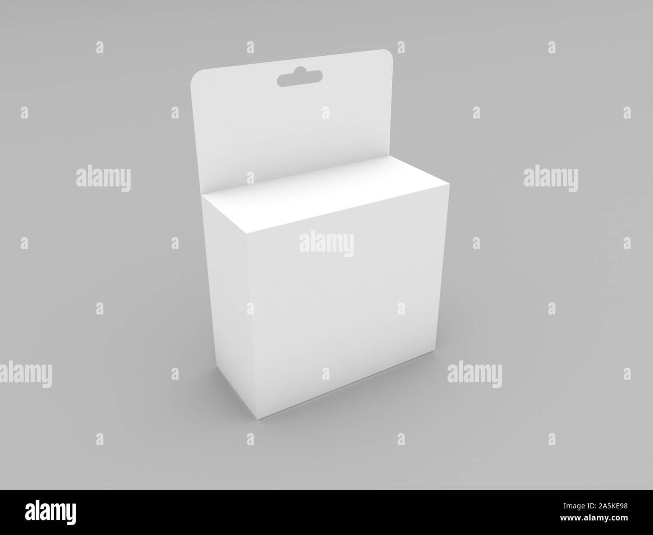 White empty hanging box on a gray background. 3d render illustration ...