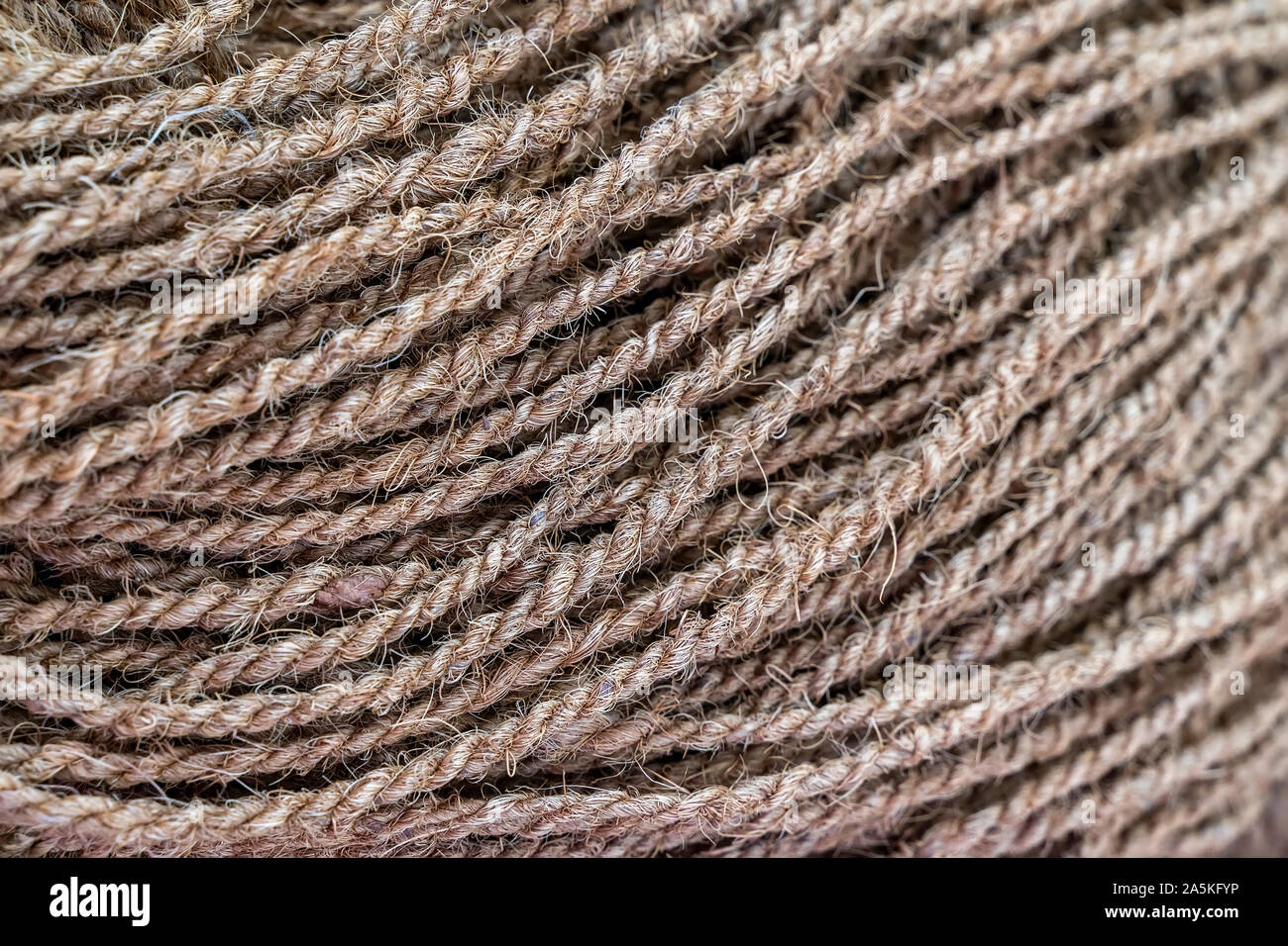 Technical ropes in a roll of manila, fiber of an Abaka plant, textile ...