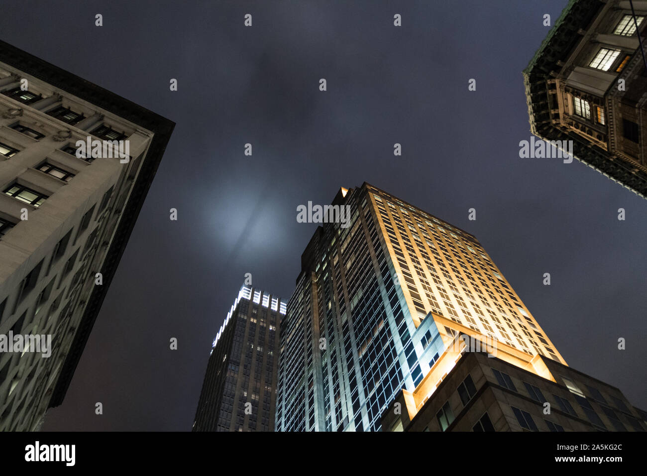 Manhattan skyscraper by night. A dark Knight Rises feeling. Beautiful ...