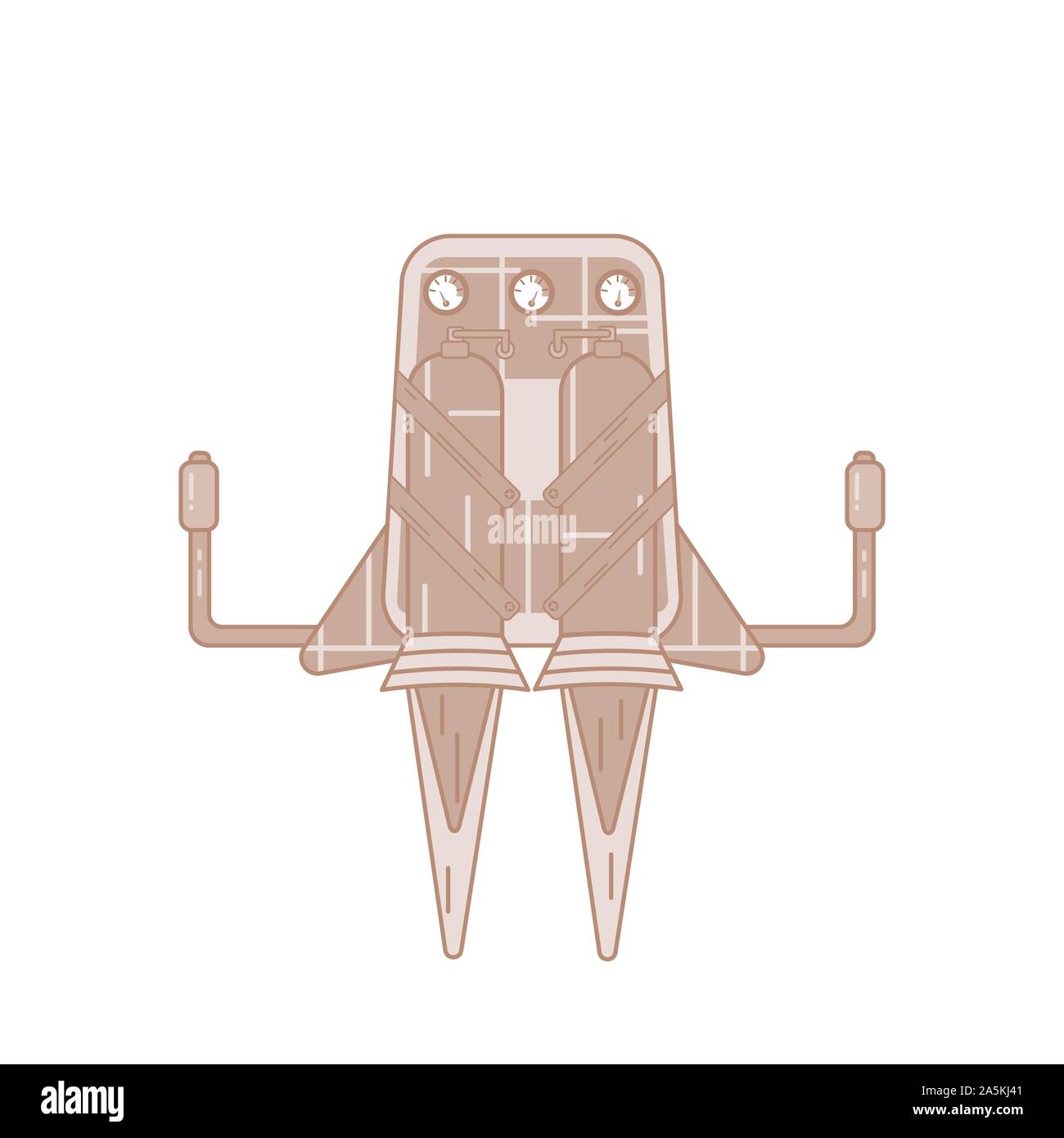 Colored jetpack drawn in flat style isolated on a white background with ...