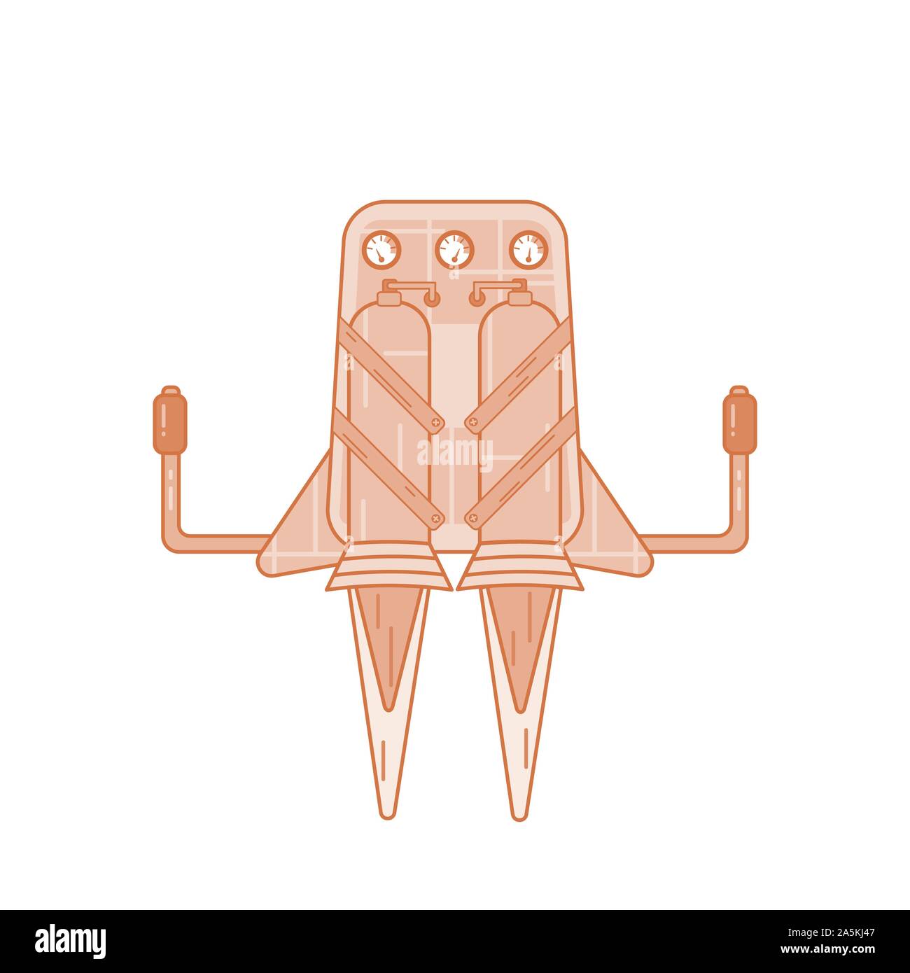 Colored jetpack drawn in flat style isolated on a white background with ...