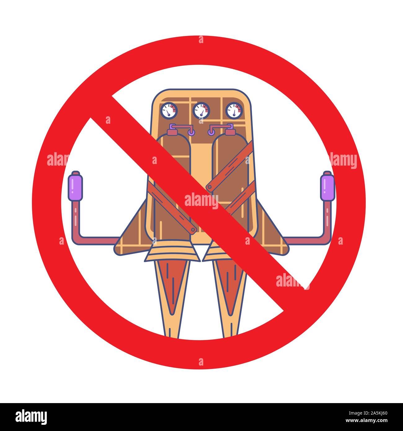 Colored jetpack drawn in flat style isolated on a white background in ...