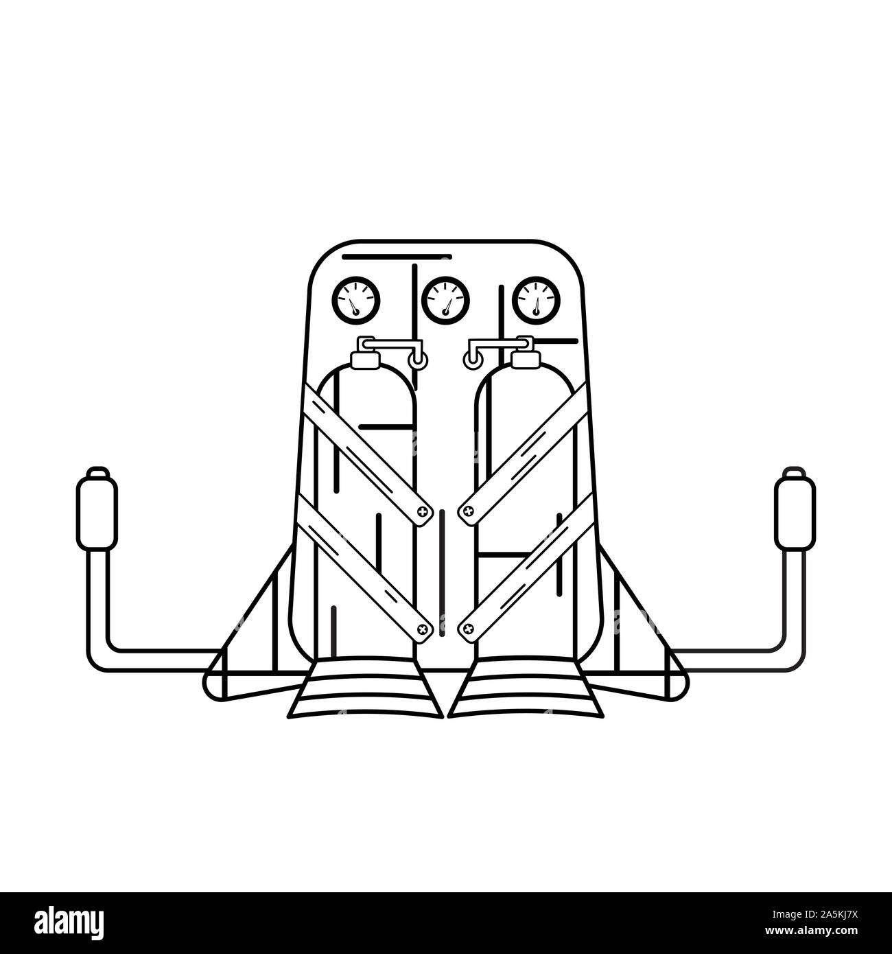 Jetpack drawn in lineart style isolated on a white background Stock ...