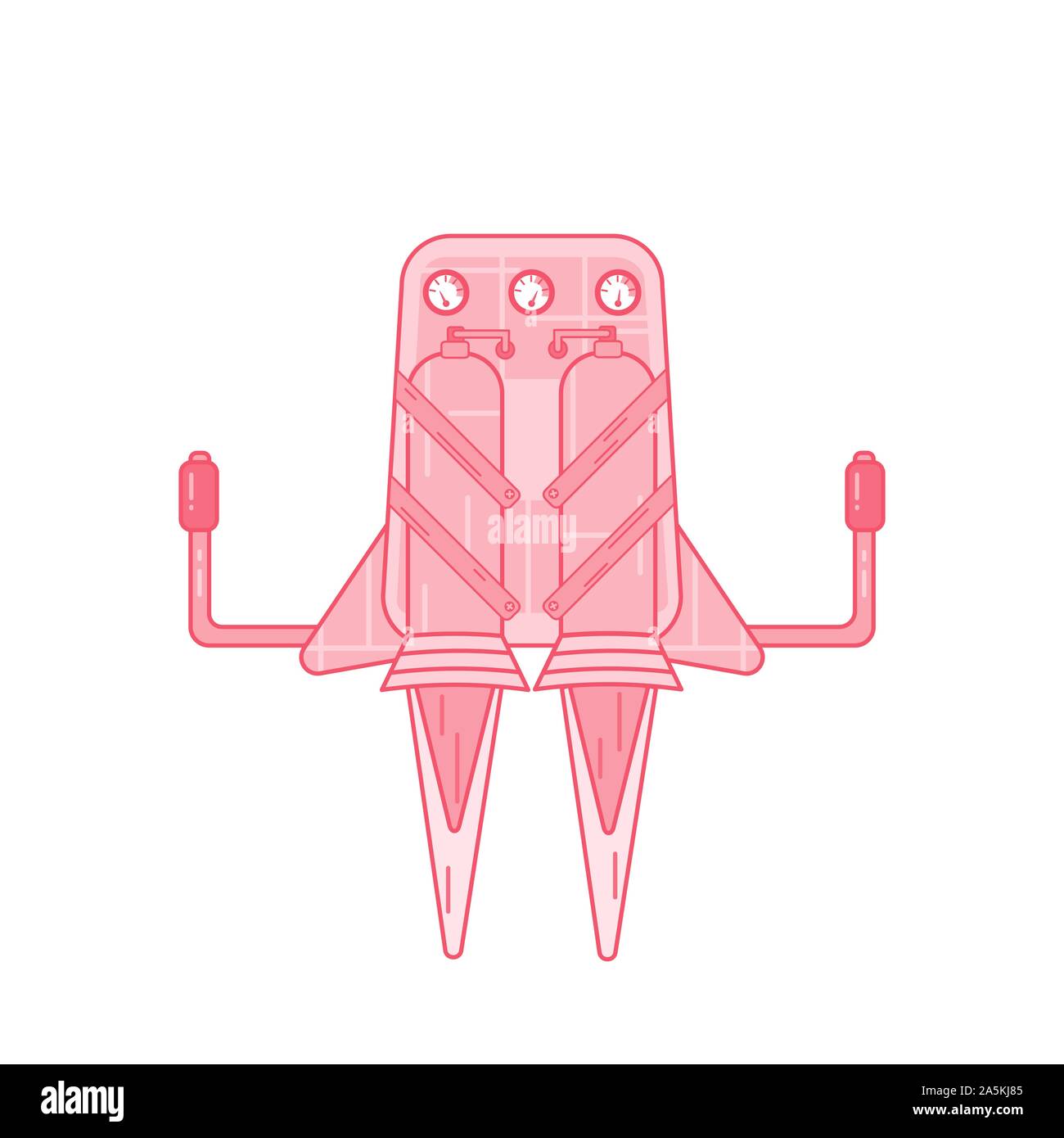 Colored jetpack drawn in flat style isolated on a white background with ...