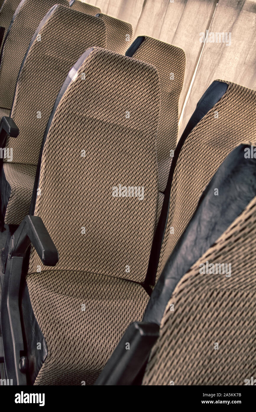 interior of the old bus from the 70's. passenger seats and interior ...