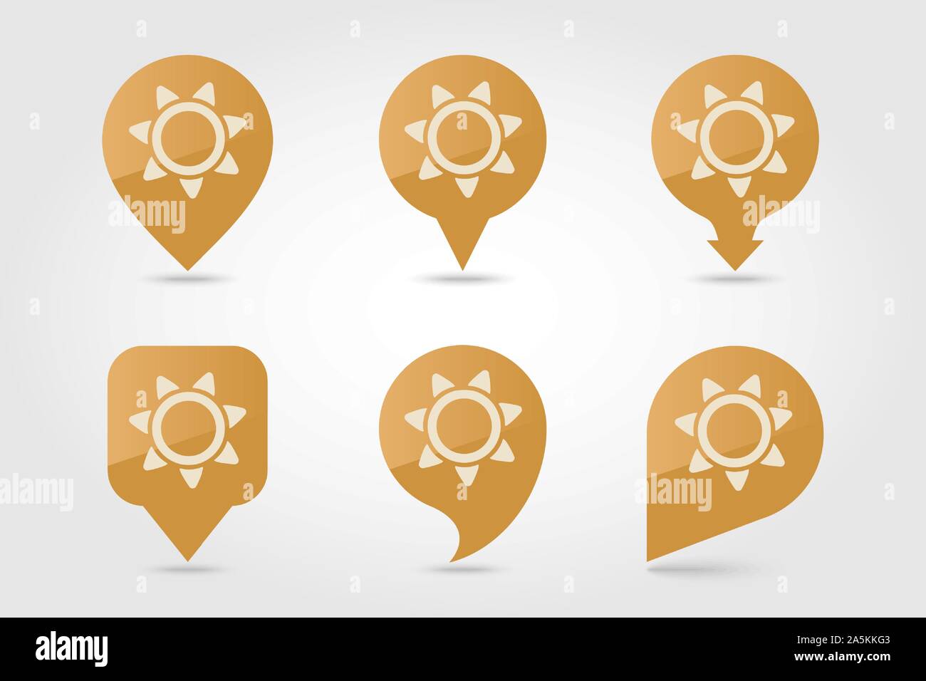 Sun flat pin map icon. Map pointer. Map markers. Farm. Field. Vector ...
