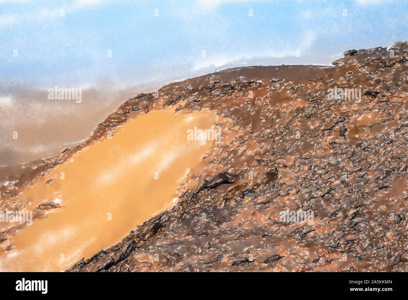 watercolor illustration: Sand dune on the west side of the holy ...