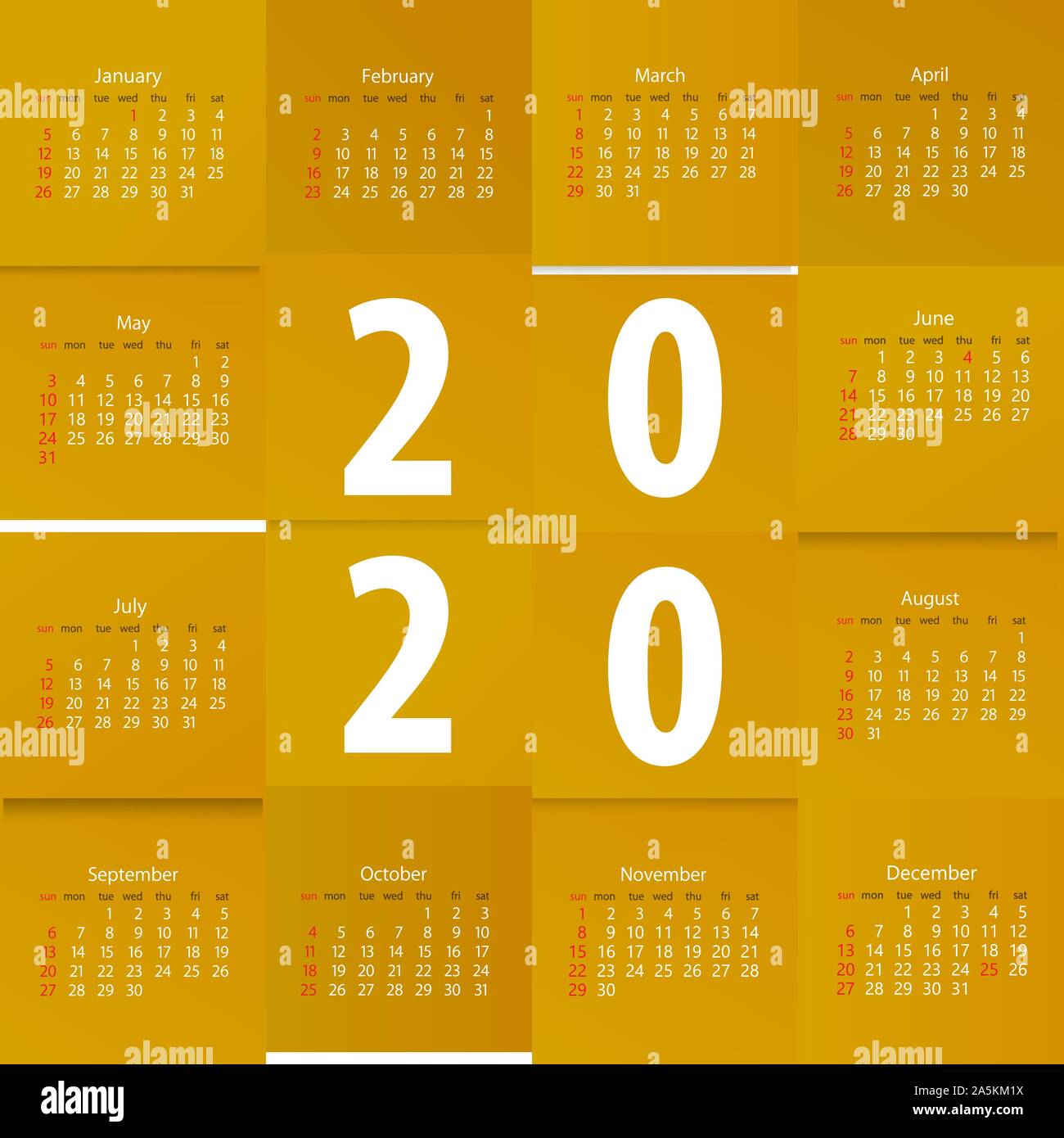 Modern calendar template Office paper cut design Stock Vector Image ...