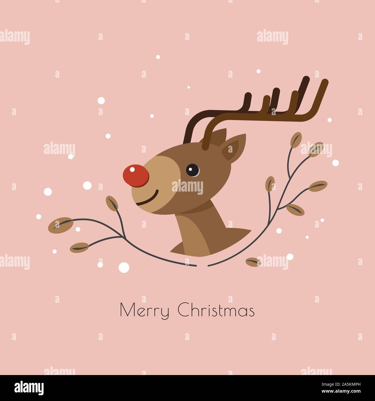 Close up Reindeer face with leafs - Vector illustration Stock Vector ...