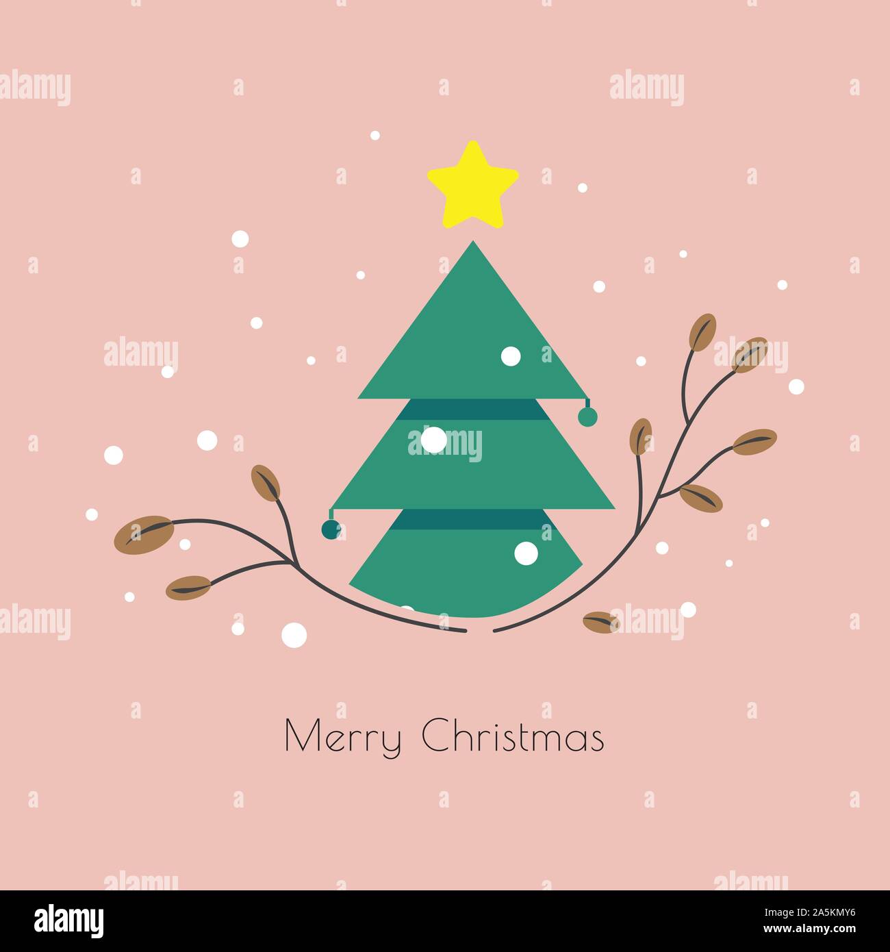 Christmas Tree with leafs - Vector illustration Stock Vector Image ...