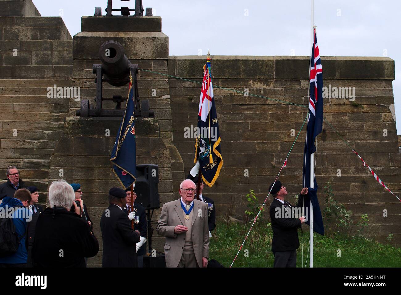 Tynemouth, England, 21 October 2019. A member of the Royal Naval ...