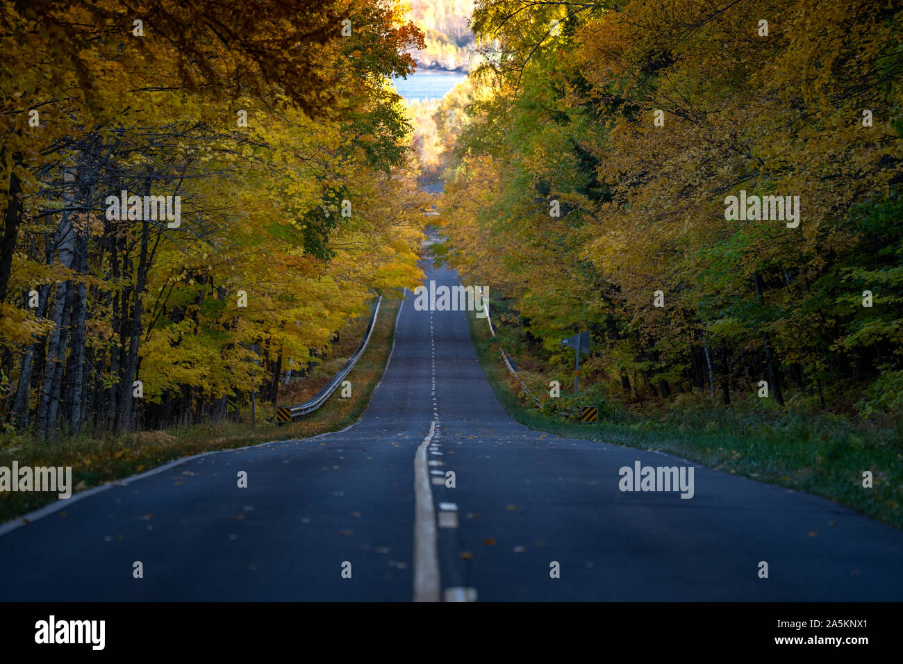 Road through the Porcupine Mountains in the Upper Peninsula in Michigan ...