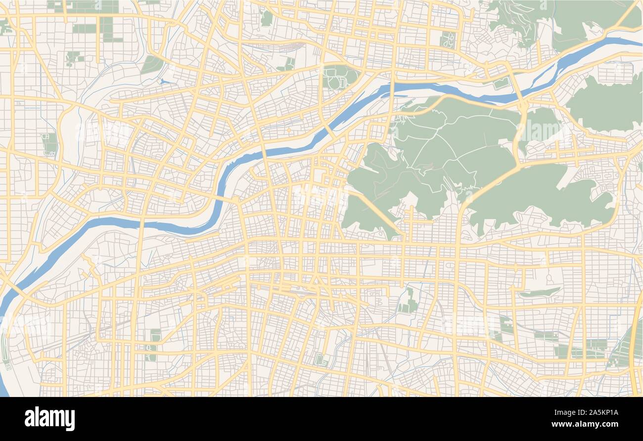 Printable street map of Gifu, Prefecture Gifu, Japan. Map template for ...