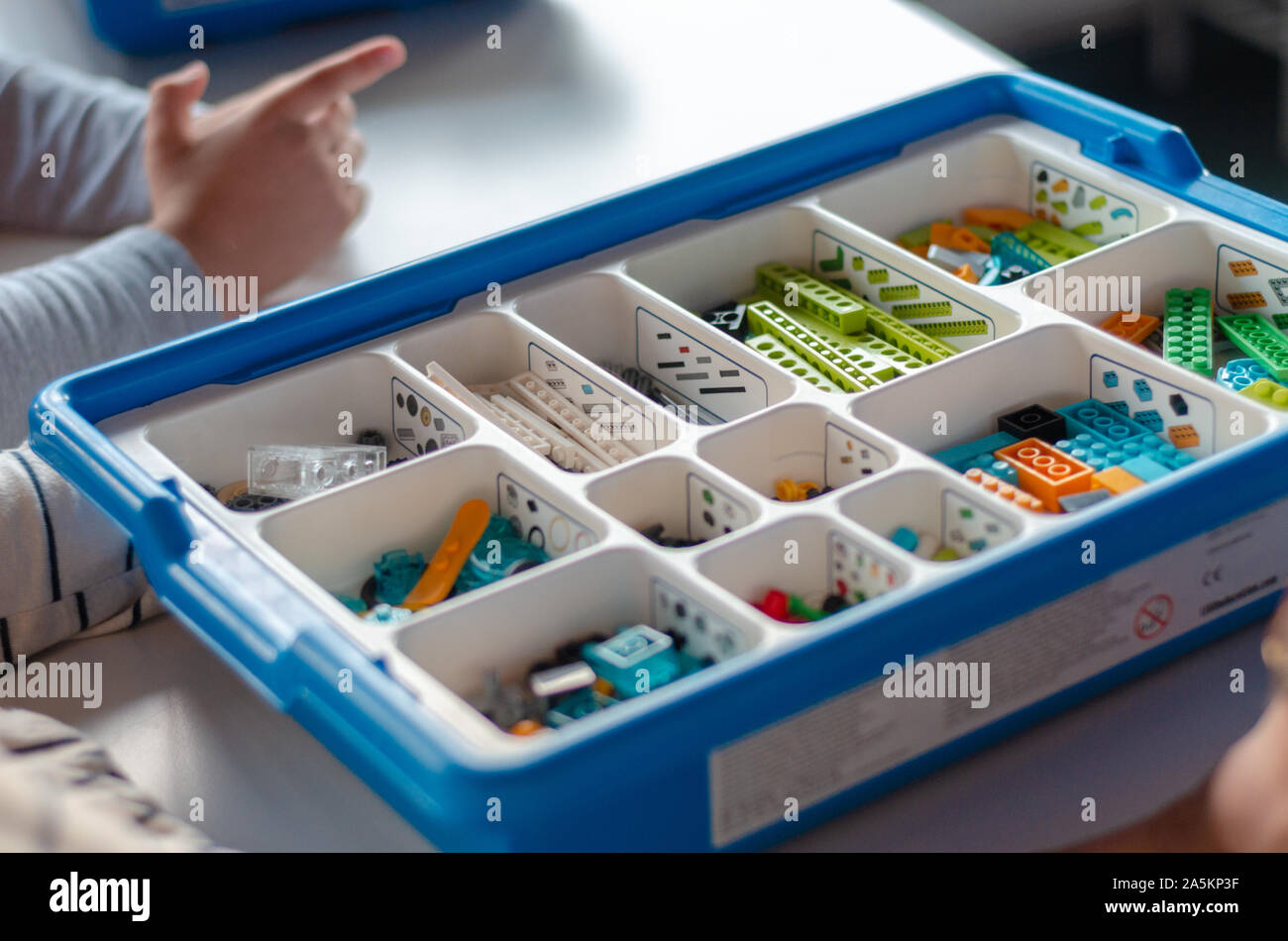 Robotics Lesson for children, with lego robots Stock Photo - Alamy