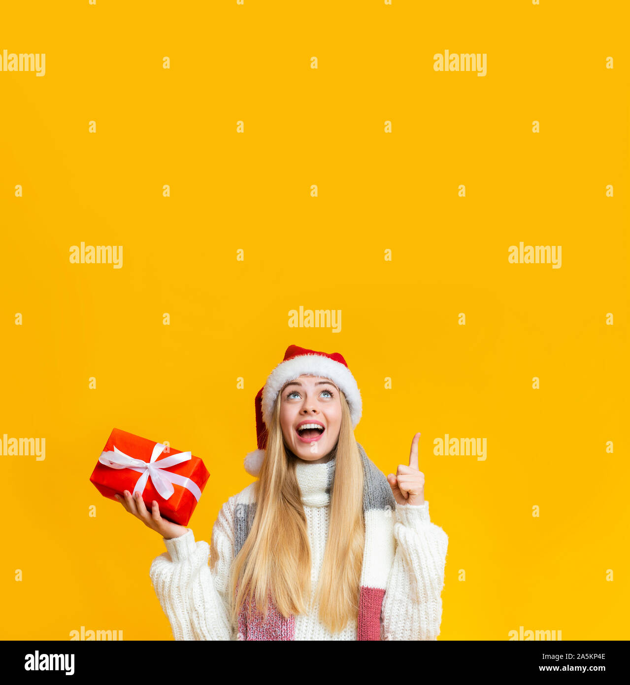 Pointing at gift hi-res stock photography and images - Alamy