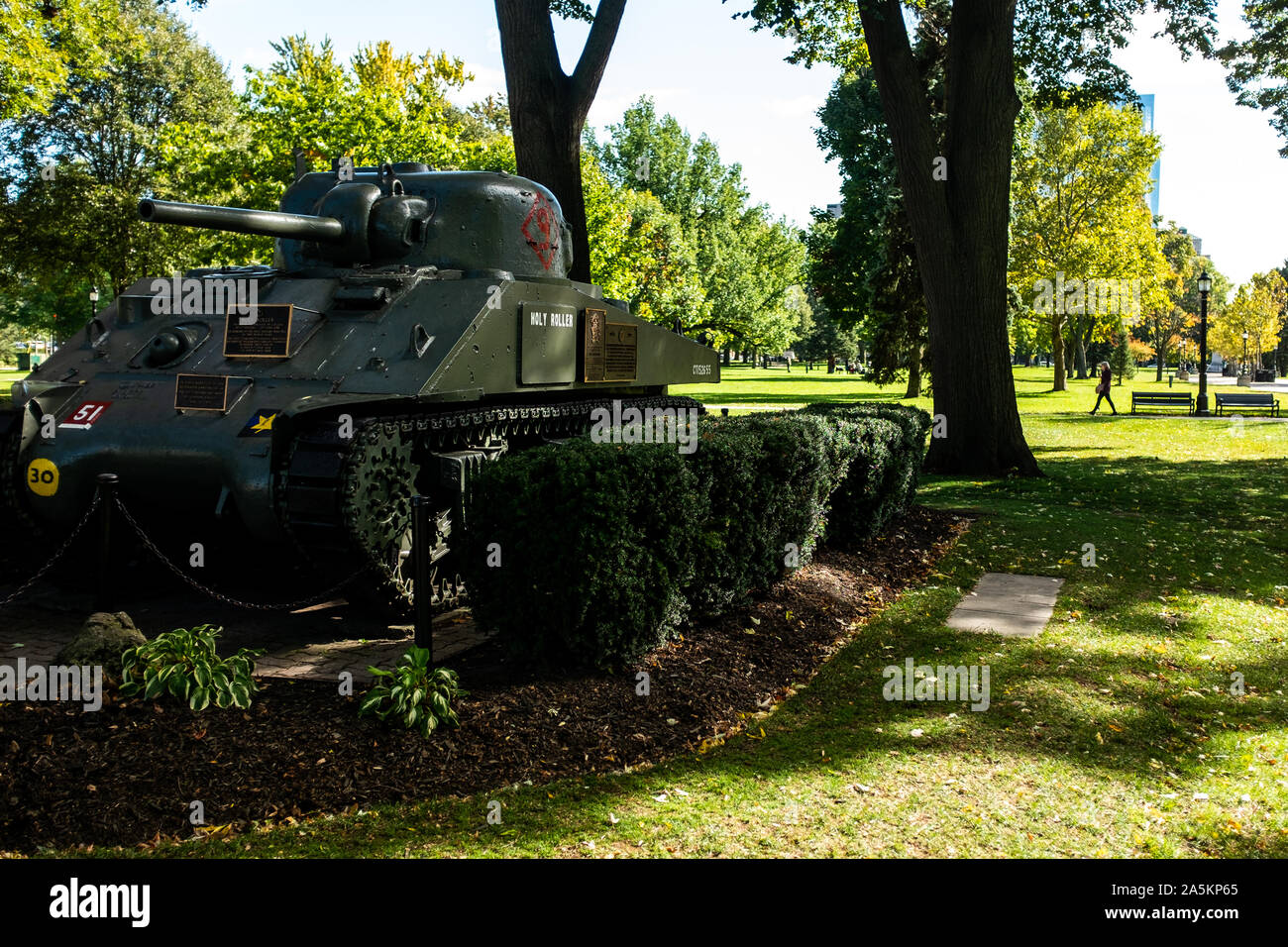 London, Canada - October 18, 2019. Individuals out for a stroll in ...
