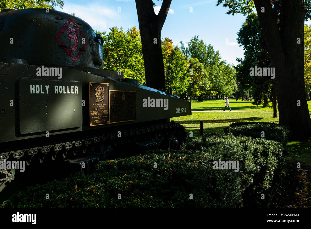 London, Canada - October 18, 2019. Individuals out for a stroll in ...