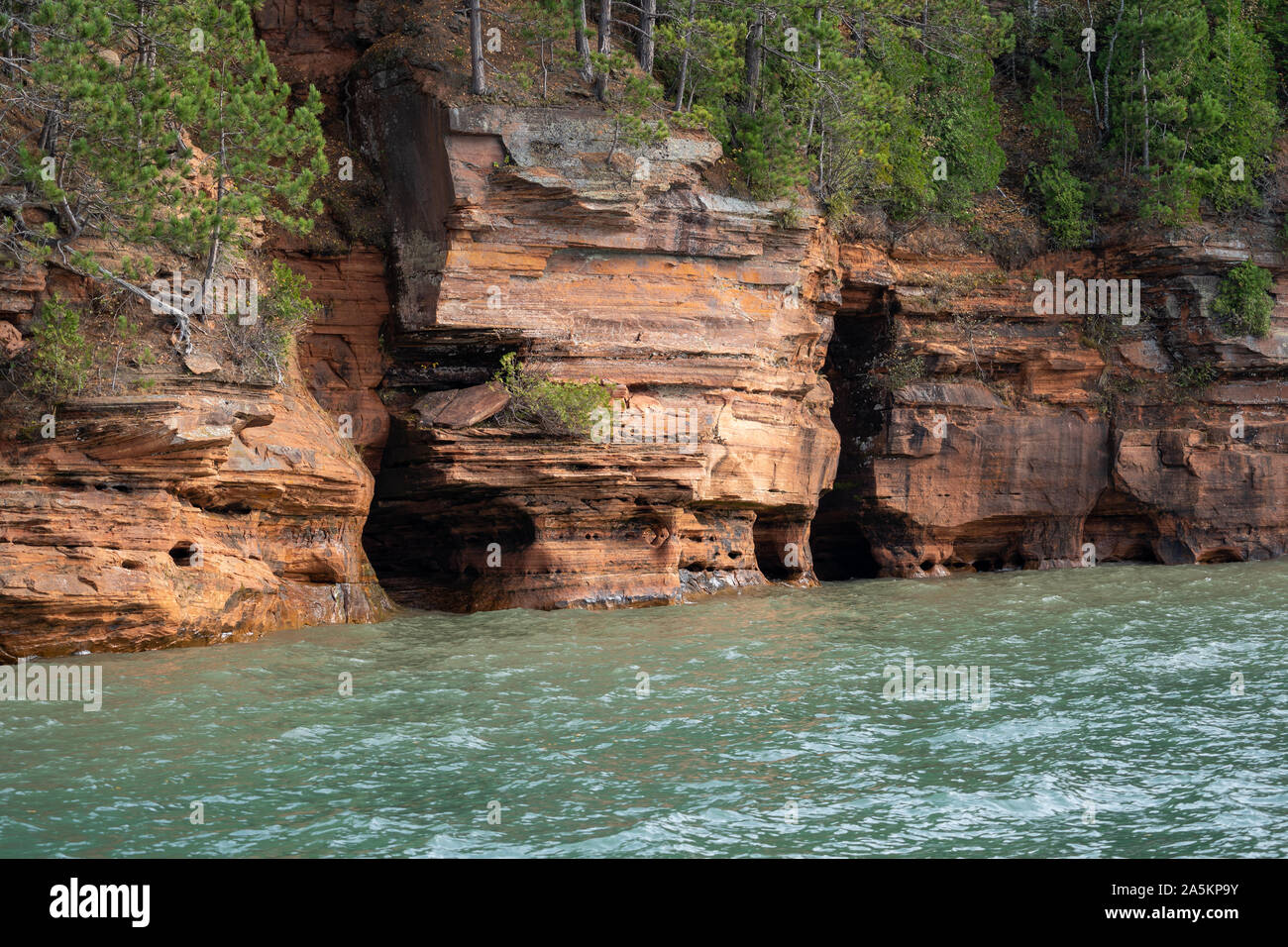 Apostle Islands mainland sea caves along the Bayfield Peninsula along ...