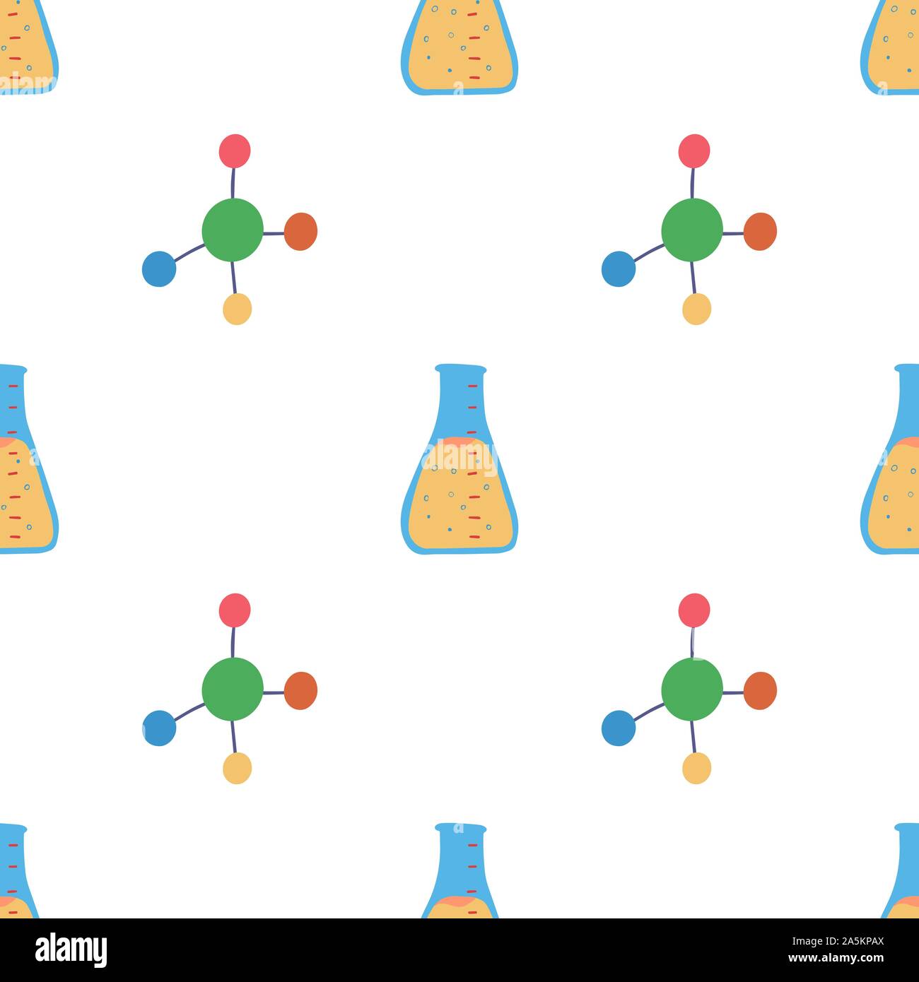 Seamless pattern molecule and flask, great design for any purposes ...