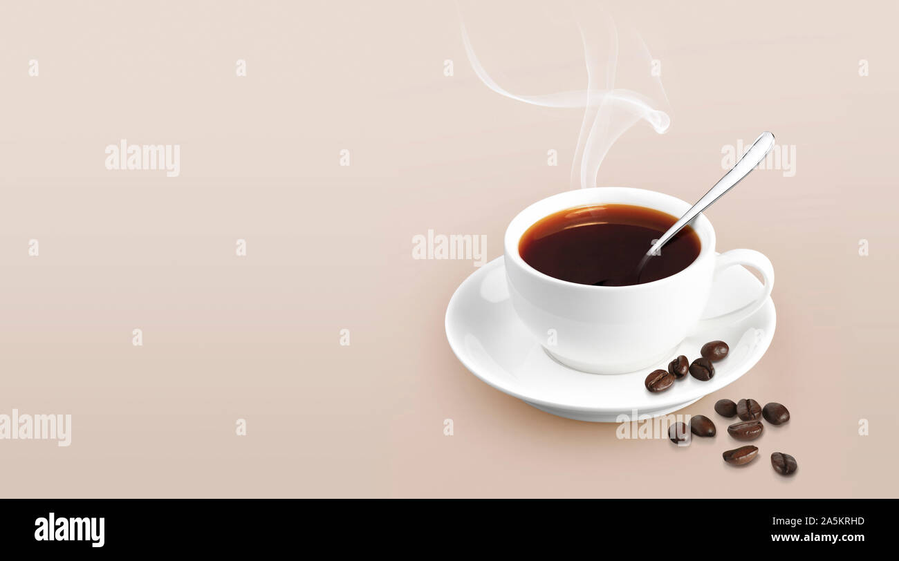 Cup of coffee on color background solid Stock Photo - Alamy