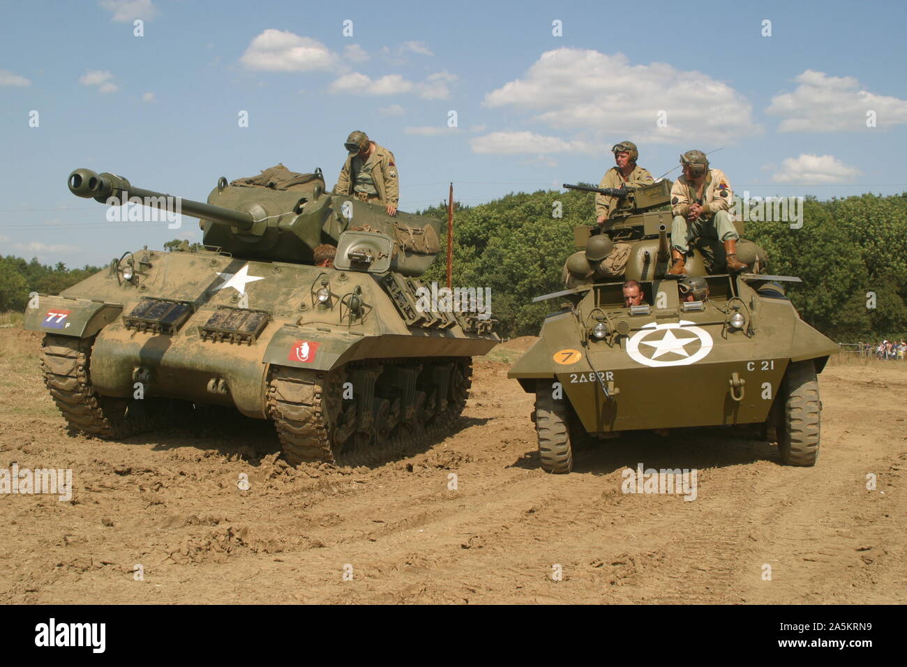 A WWII British Achilles tank destroyer and an American M8 Greyhound ...