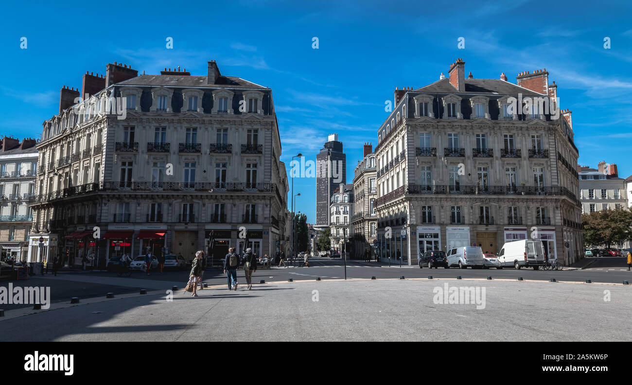 Nantes, France - September 25, 2018: Typical building architecture ...